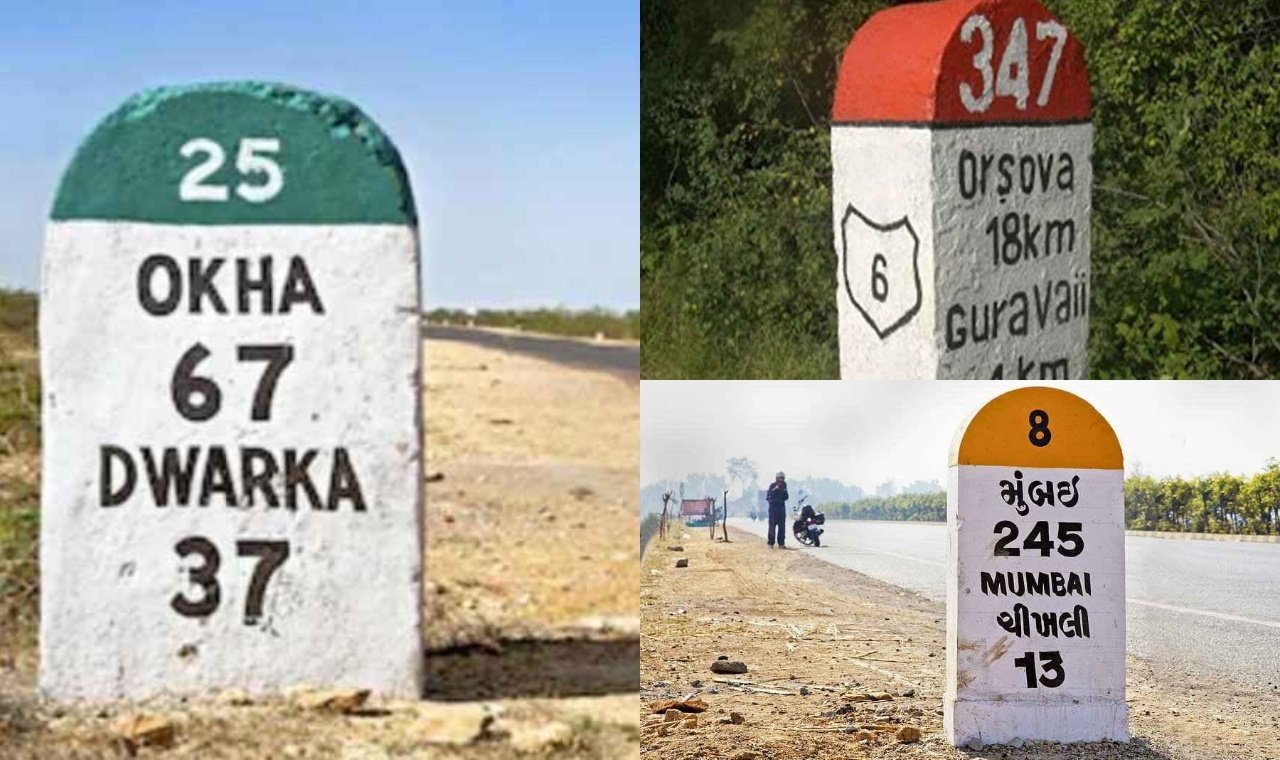 What Says The Different Colour Of Milestones Beside The Road?